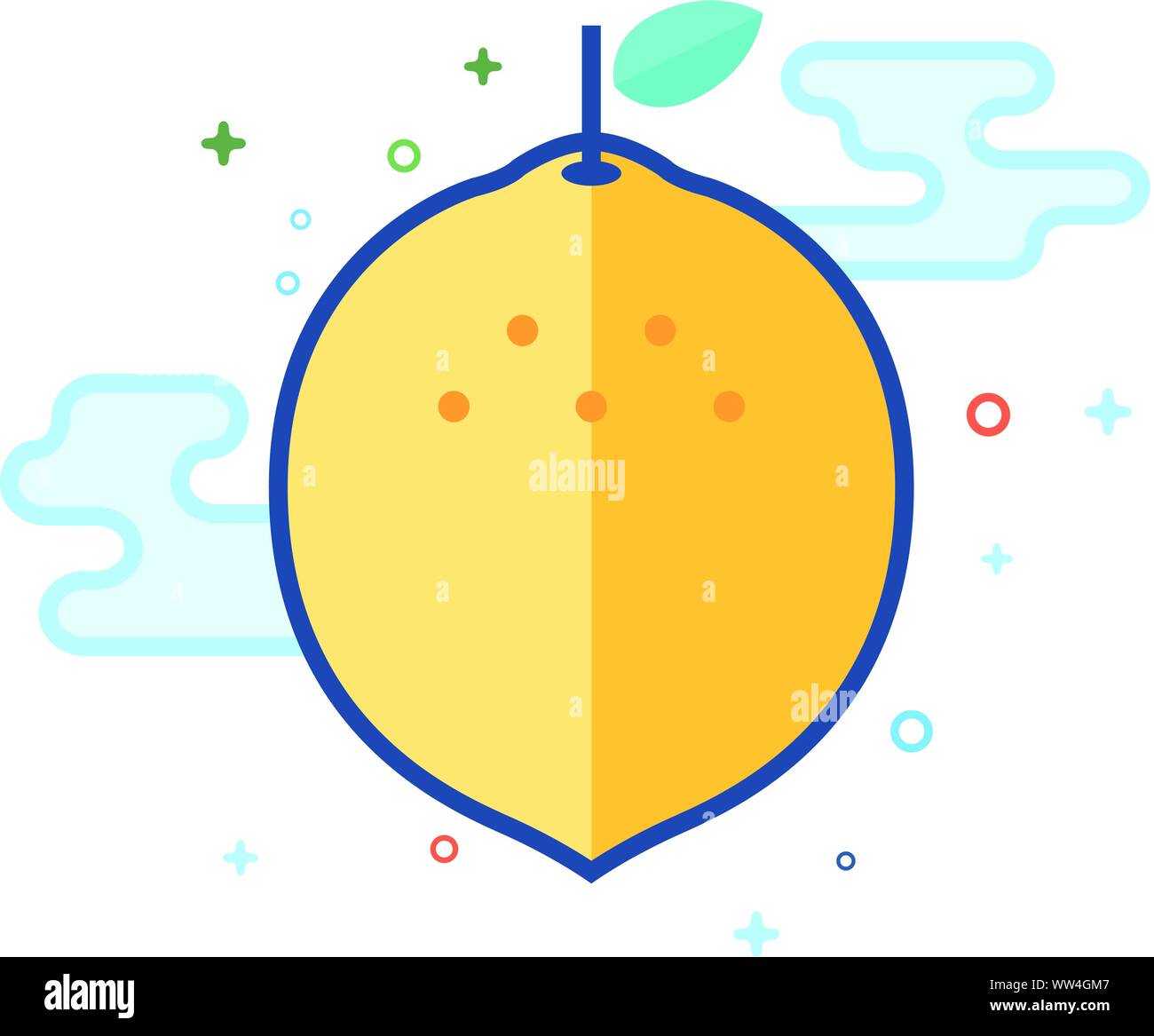 Lemon icon in outlined flat color style. Vector illustration Stock ...