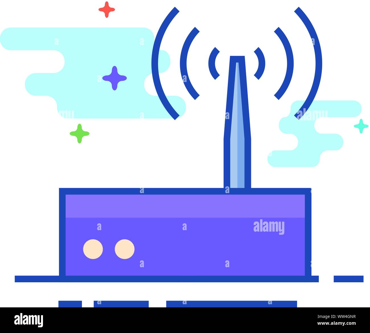 Router icon in outlined flat color style. Vector illustration Stock ...