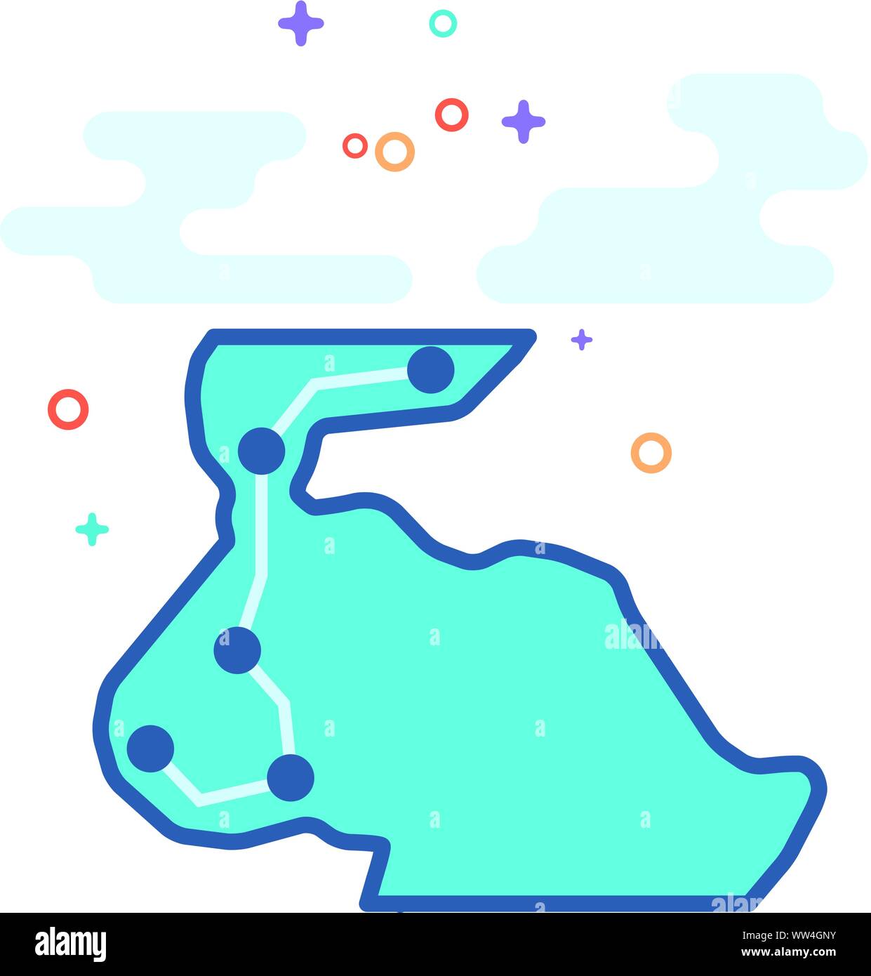 Rally route map icon in outlined flat color style. Vector illustration ...