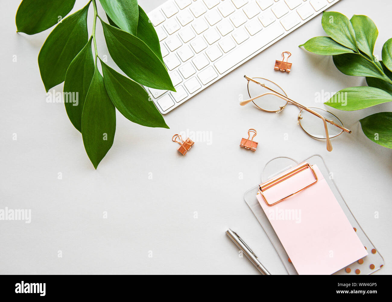 Office Desk Working Space Flat Lay Top View Mockup Photo Of Working Space With Keyboard