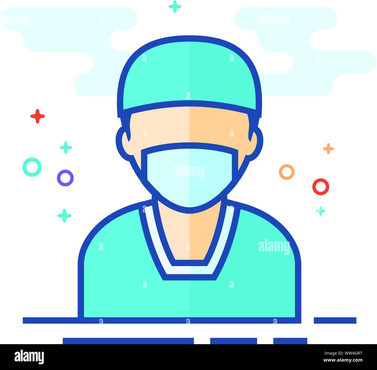 Surgeon icon in outlined flat color style. Vector illustration Stock ...
