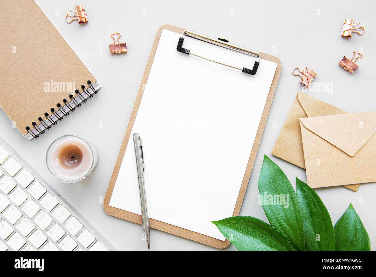 Office Desk Working Space Flat Lay Top View Mockup Photo Of Working Space With Keyboard And