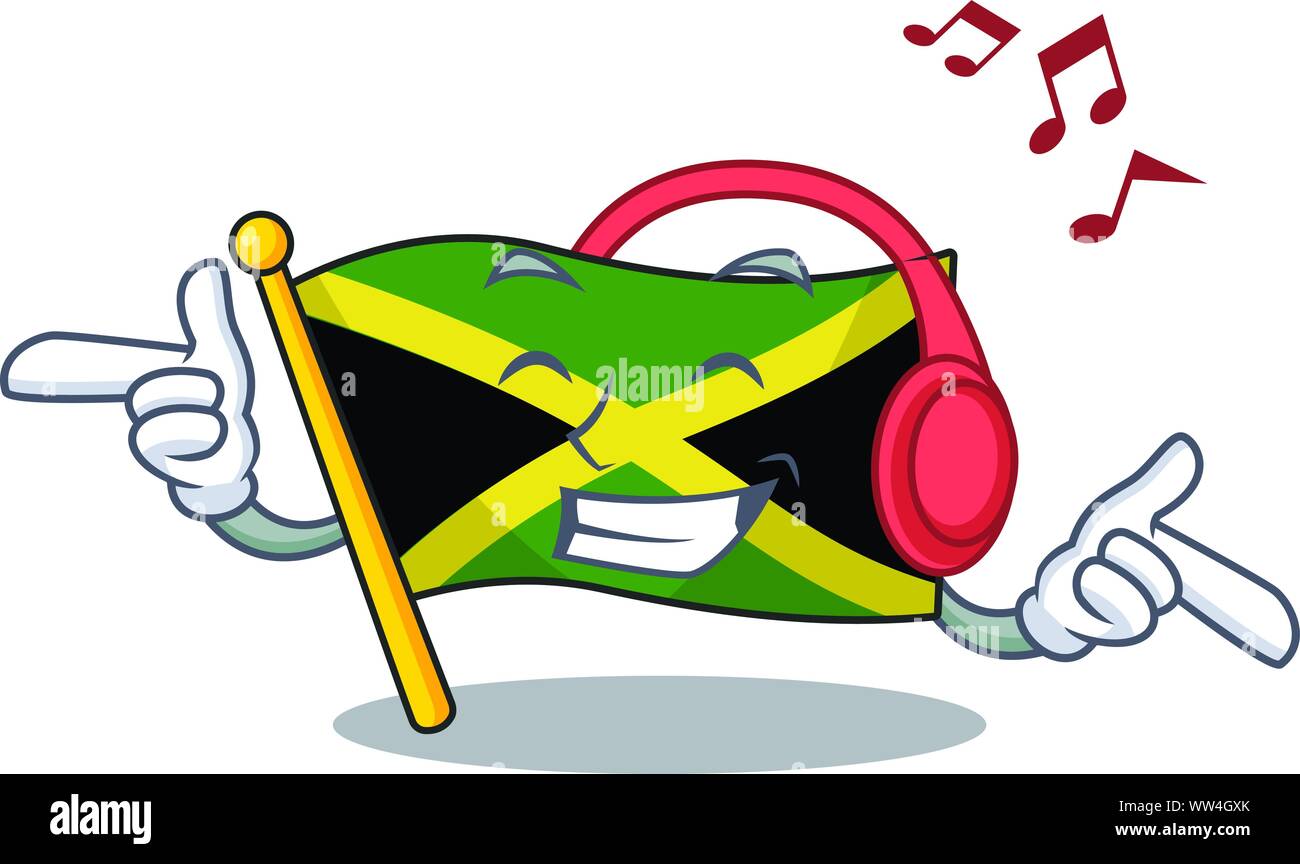 Listening music flag jamaica character shaped on mascot Stock Vector ...
