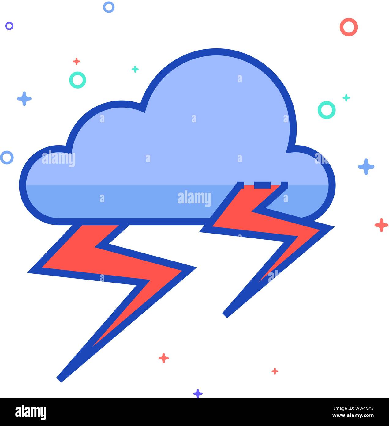 Weather overcast storm icon in outlined flat color style. Vector ...
