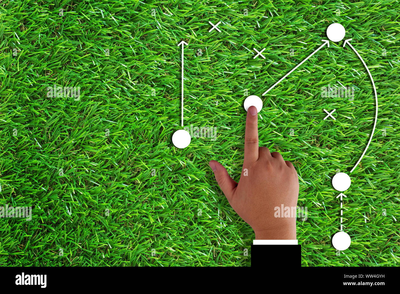 Business strategy and planning concept, hand and direction icon on ...