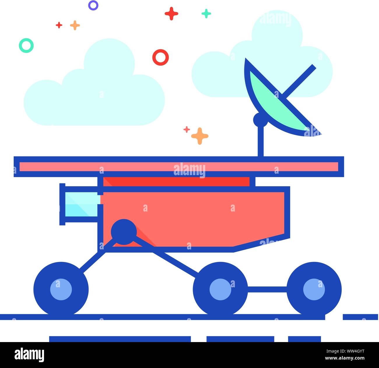 Space rover icon in outlined flat color style. Vector illustration ...