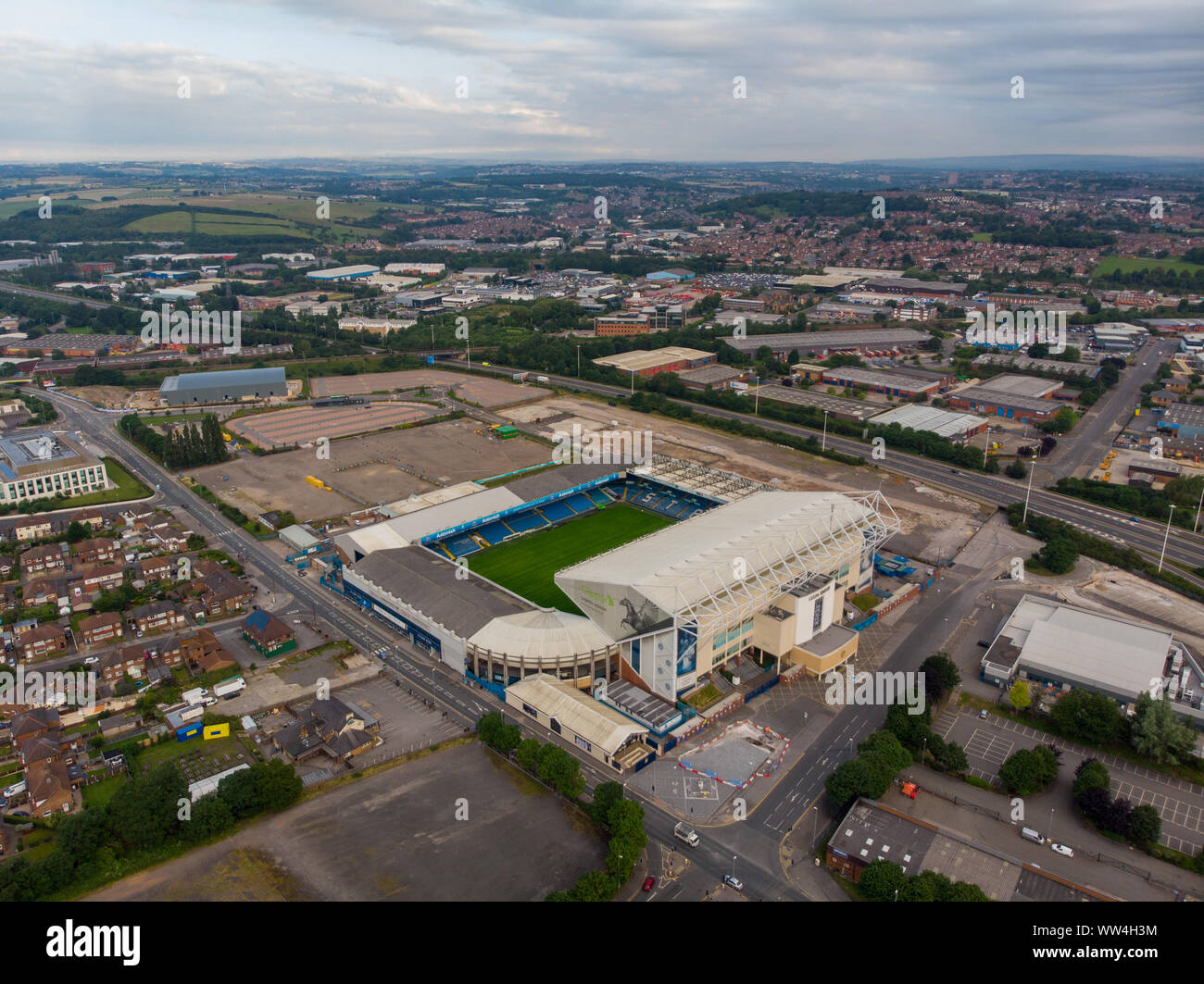 Aerial photo of Elland Road Football Club Stadium, taken in Leeds West ...