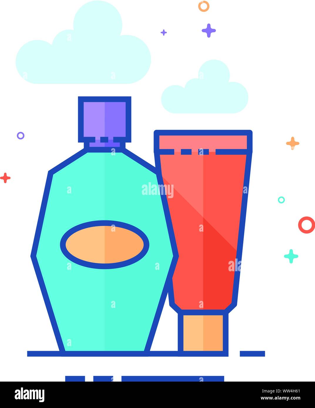 Lotion tube icon in outlined flat color style. Vector illustration ...