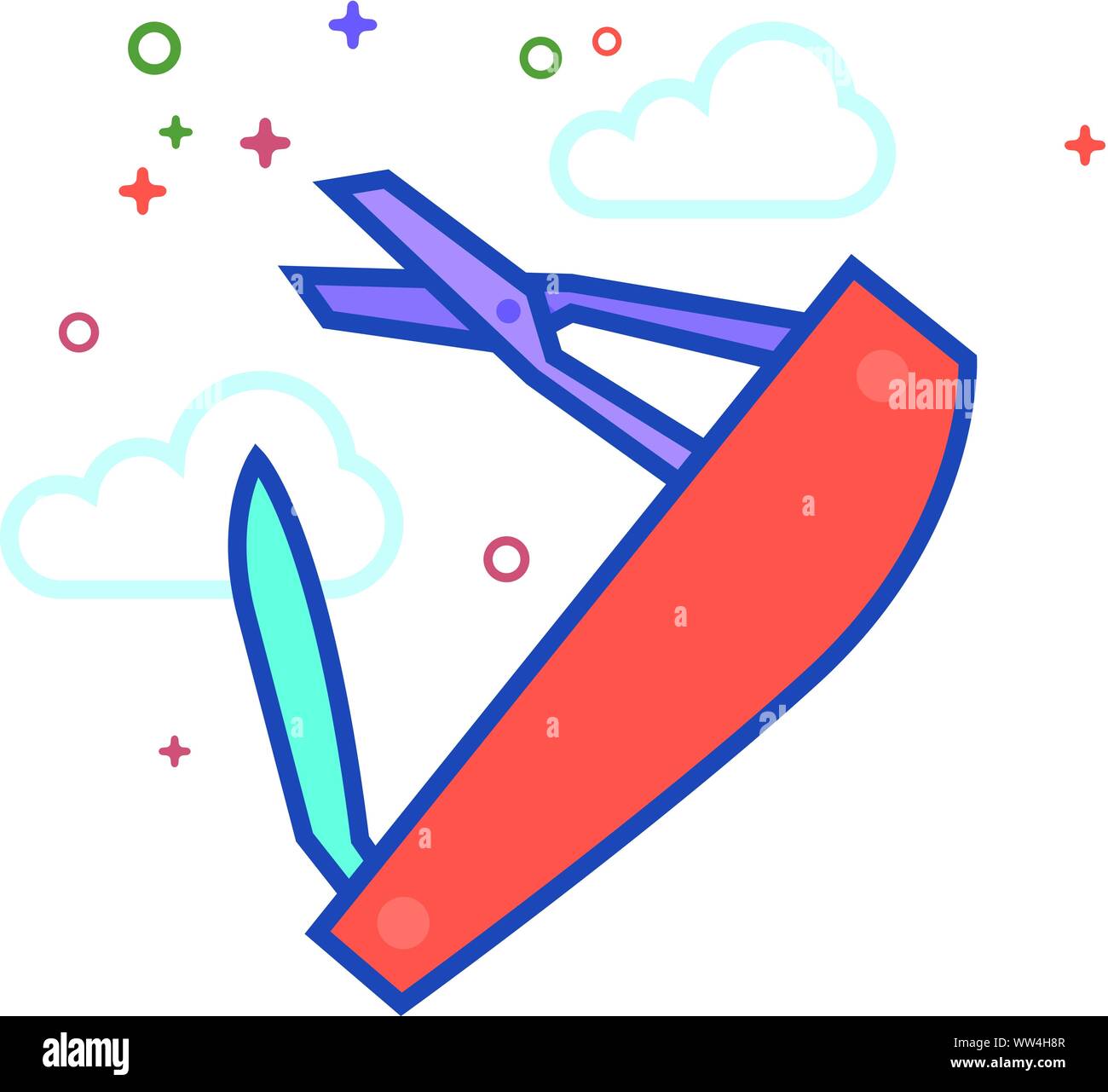 Multi tool icon in outlined flat color style. Vector illustration Stock ...