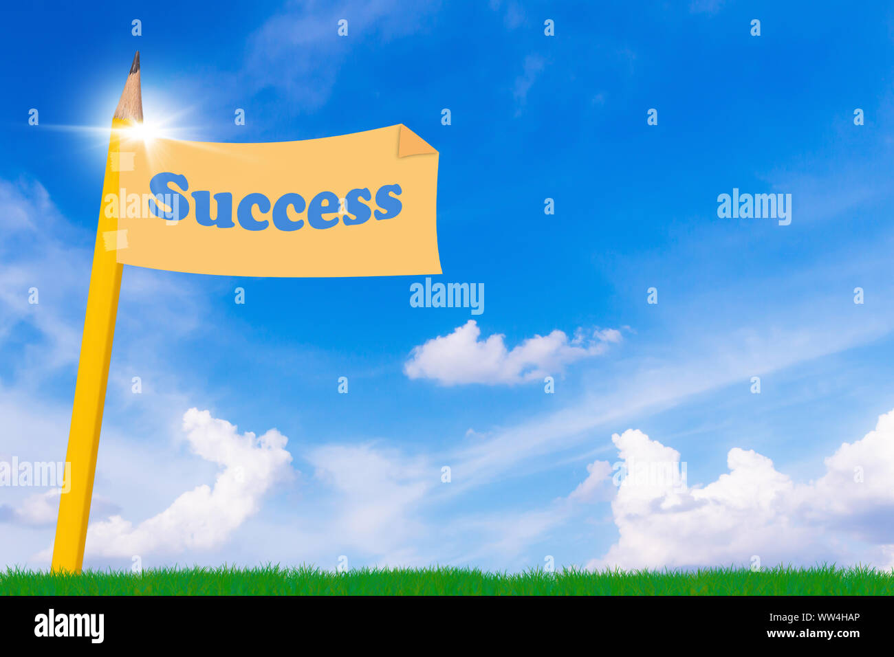 Business success concept, yellow pencil and paper flag Stock Photo - Alamy