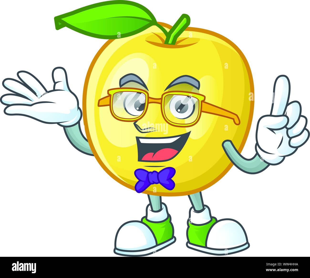 Geek golden apple fruit cartoon on white background Stock Vector Image ...