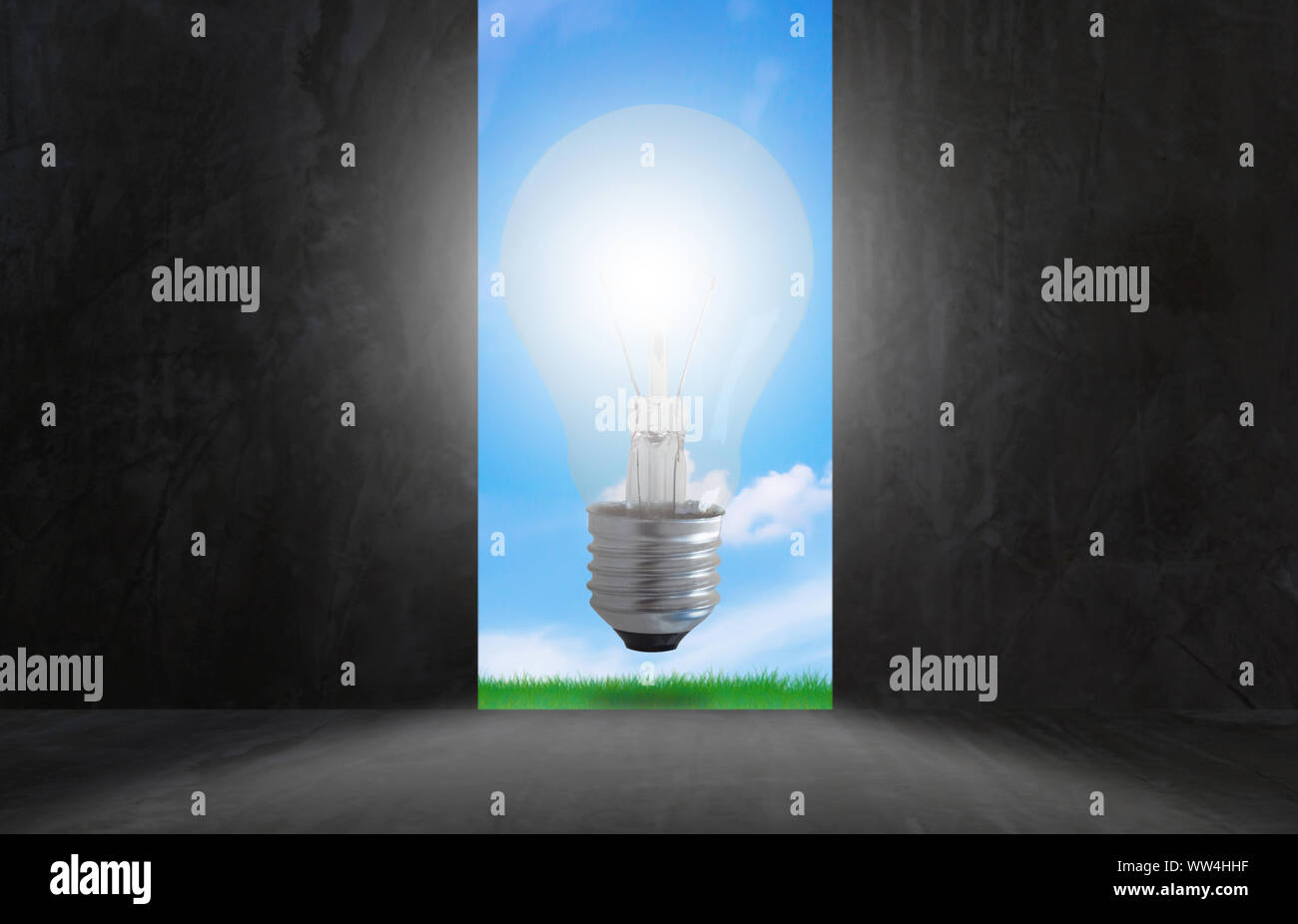 Business success concept, growth and achievement, light bulb on the ...