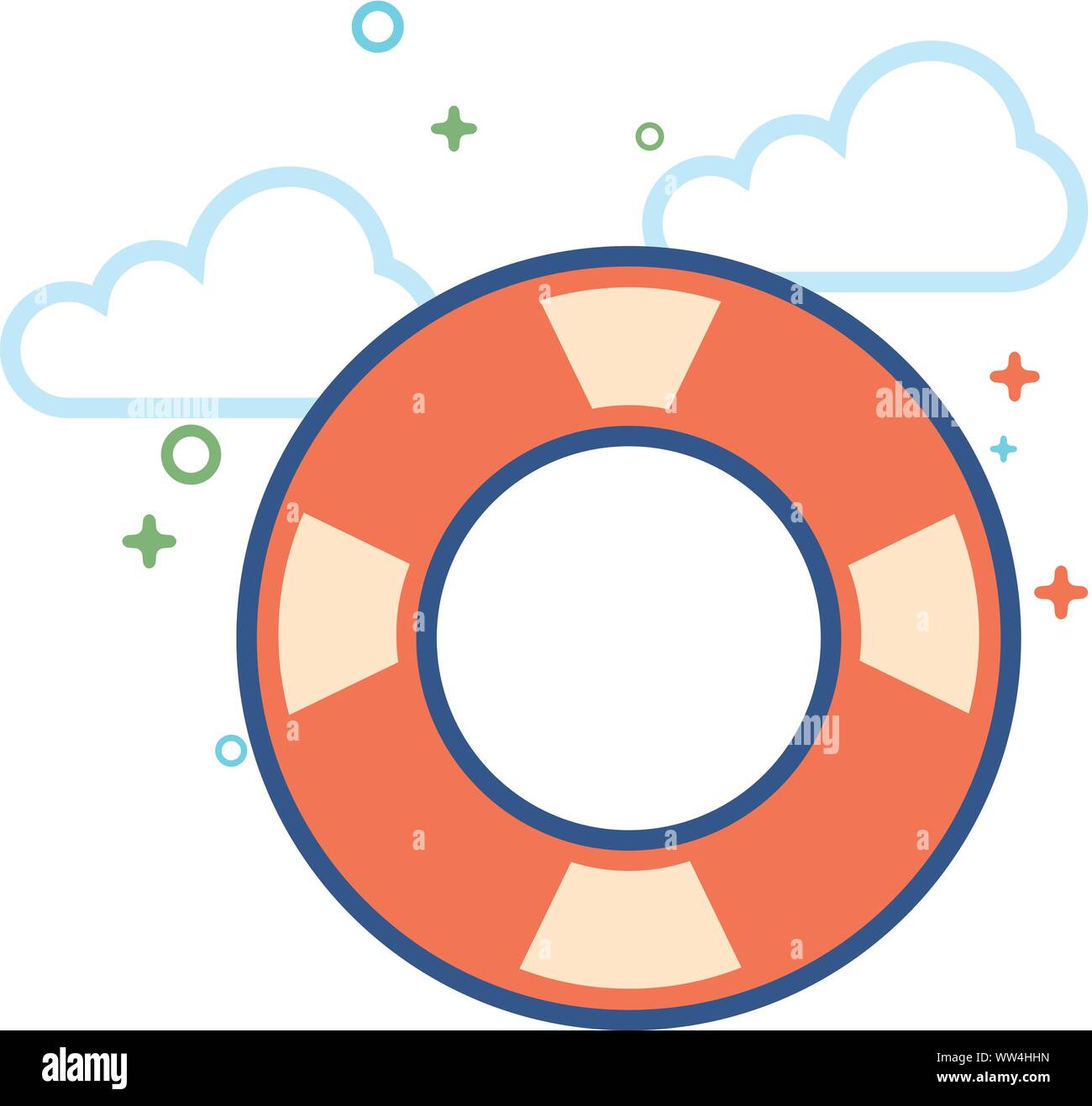 Ring buoy icon in outlined flat color style. Vector illustration Stock ...