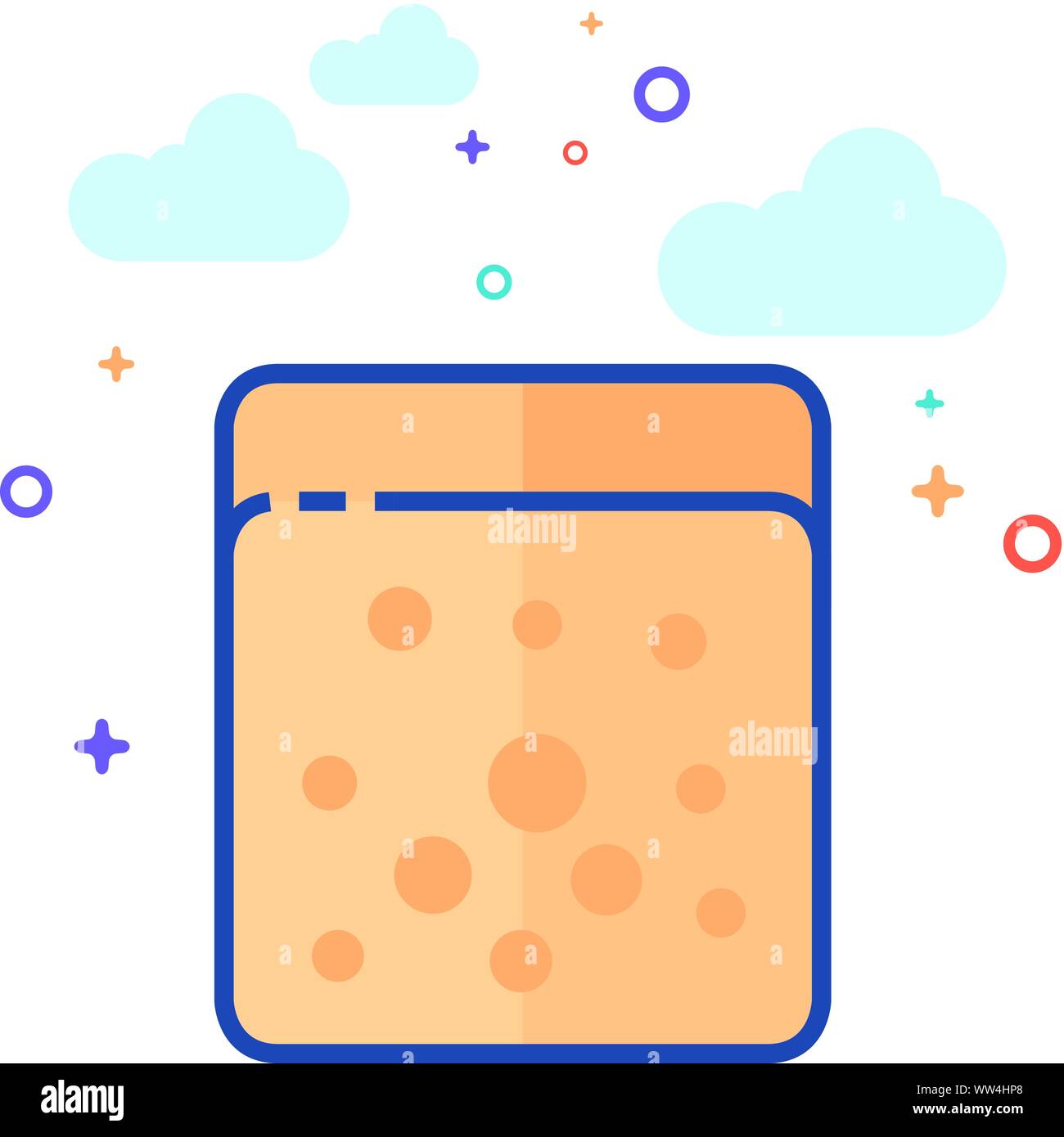 Sponge cleaning icon in outlined flat color style. Vector illustration ...