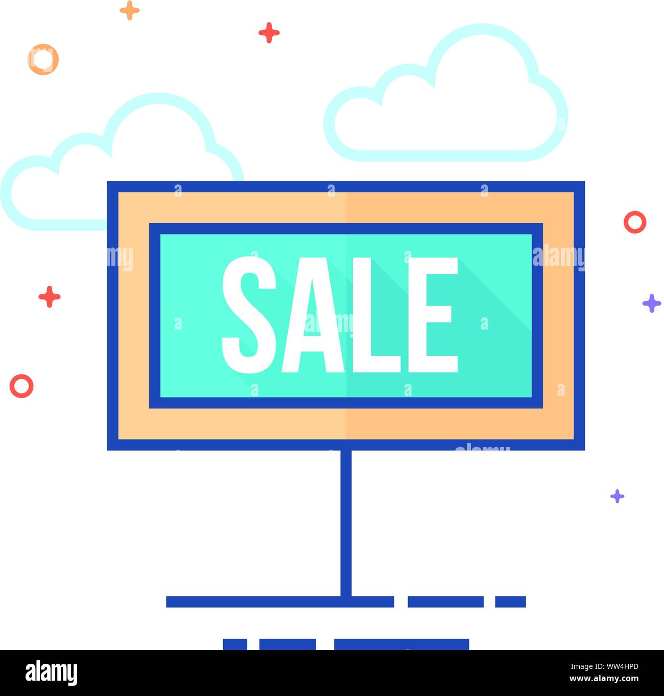 Sale sign icon in outlined flat color style. Vector illustration Stock ...