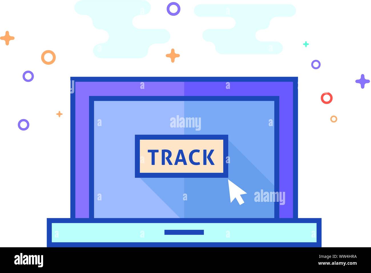 Tracking monitor icon in outlined flat color style. Vector illustration ...