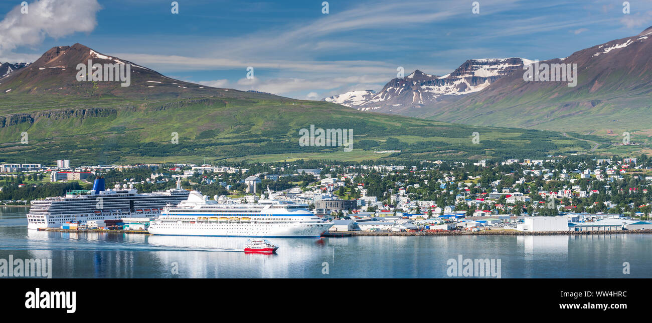 Beautiful Akureyri city in Iceland in Summer Stock Photo - Alamy