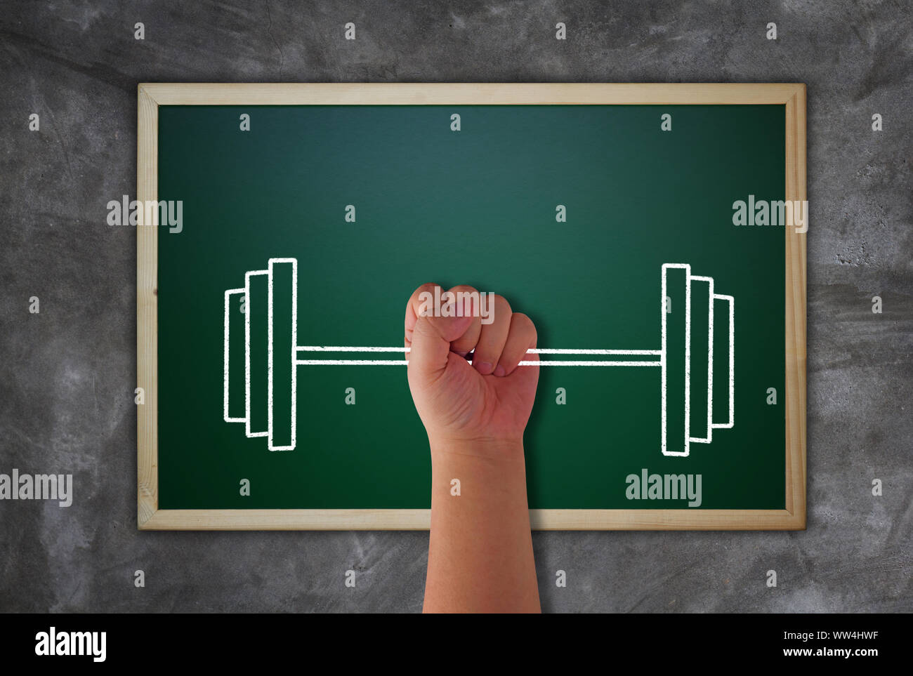 Business success concept, hand and weight lifting target to growth and ...