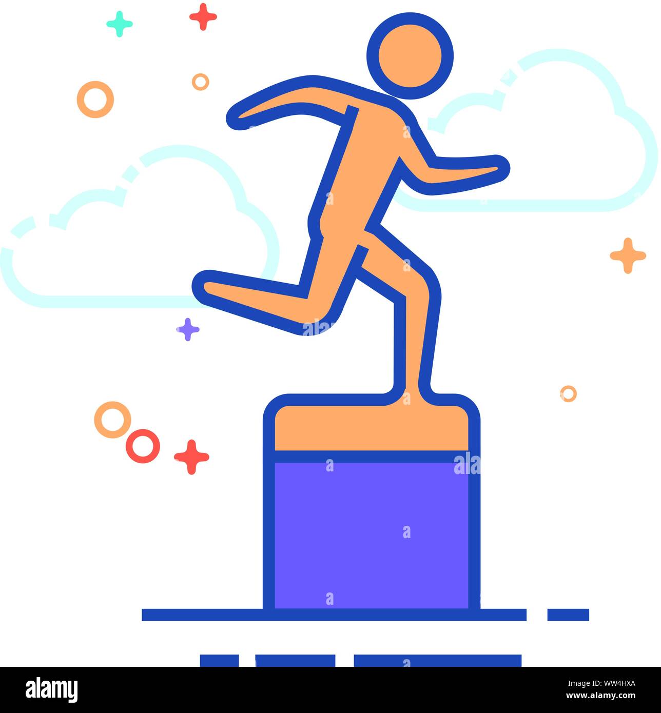 Athletic trophy icon in outlined flat color style. Vector illustration ...