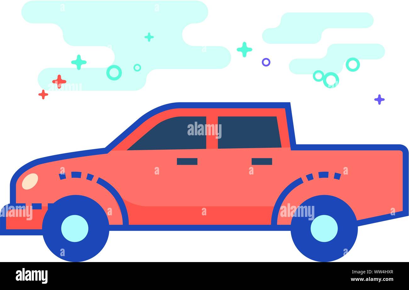 Truck icon in outlined flat color style. Vector illustration Stock ...
