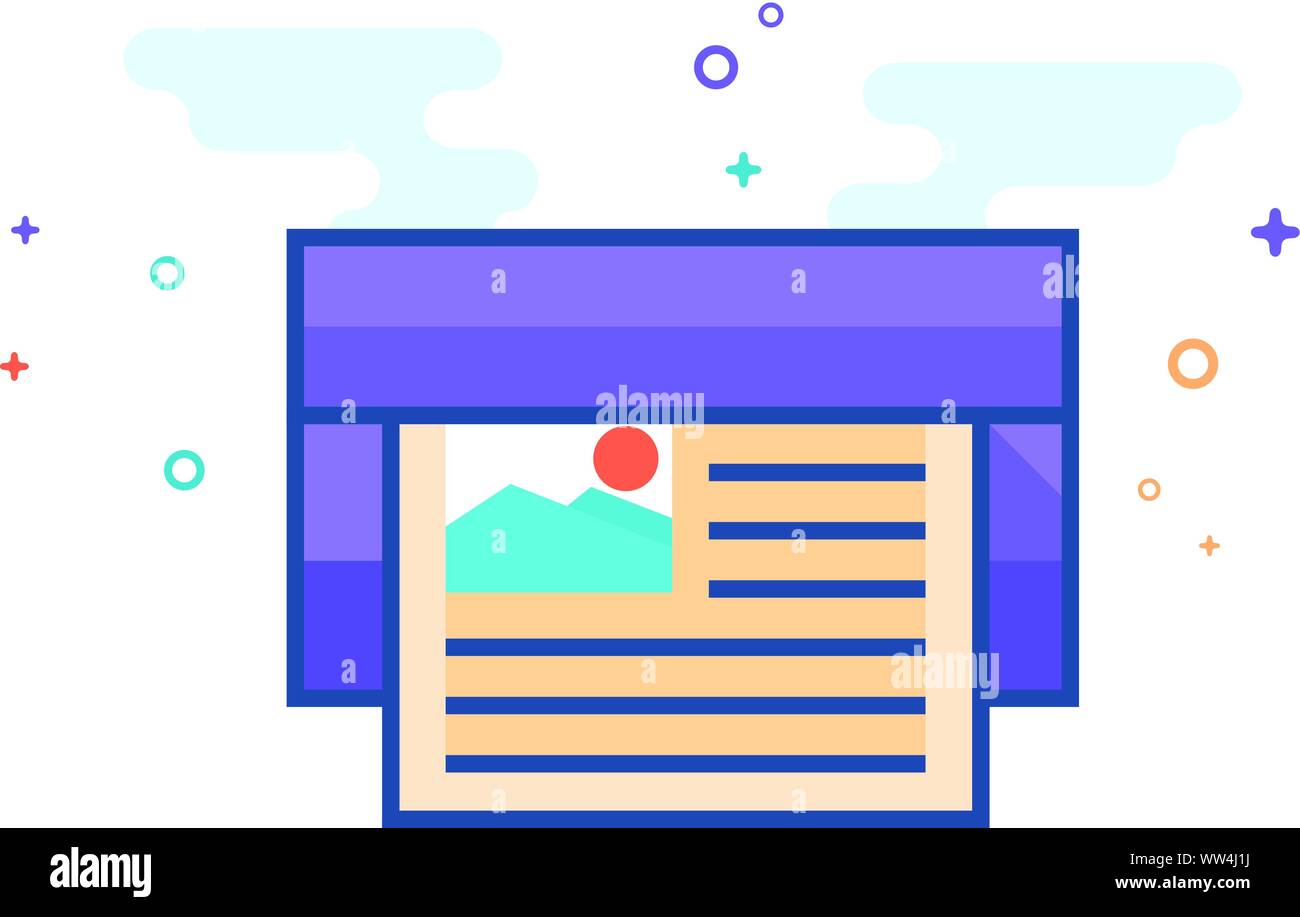 Offset printing icon in outlined flat color style. Vector illustration ...