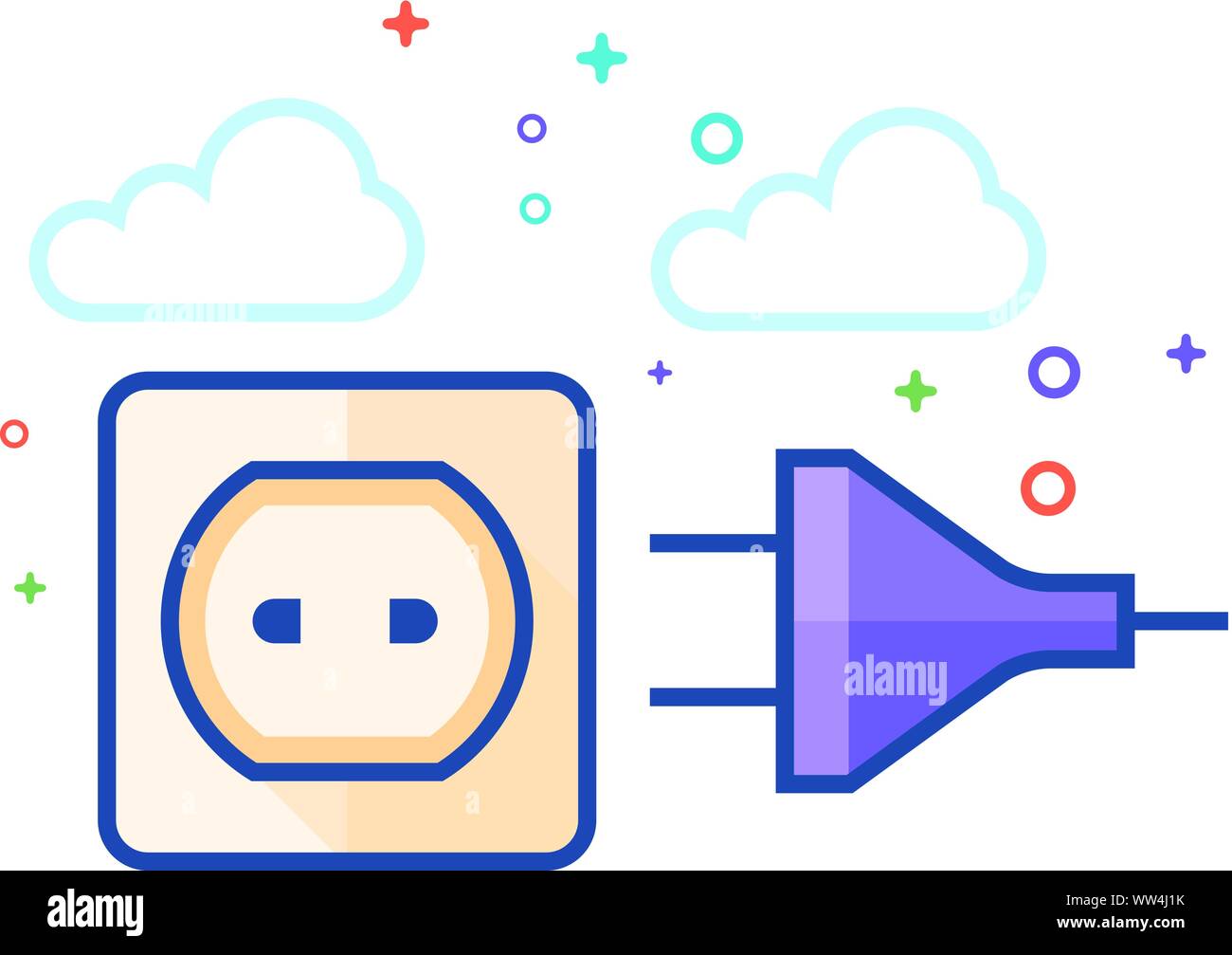 Electrical outlet icon in outlined flat color style. Vector ...