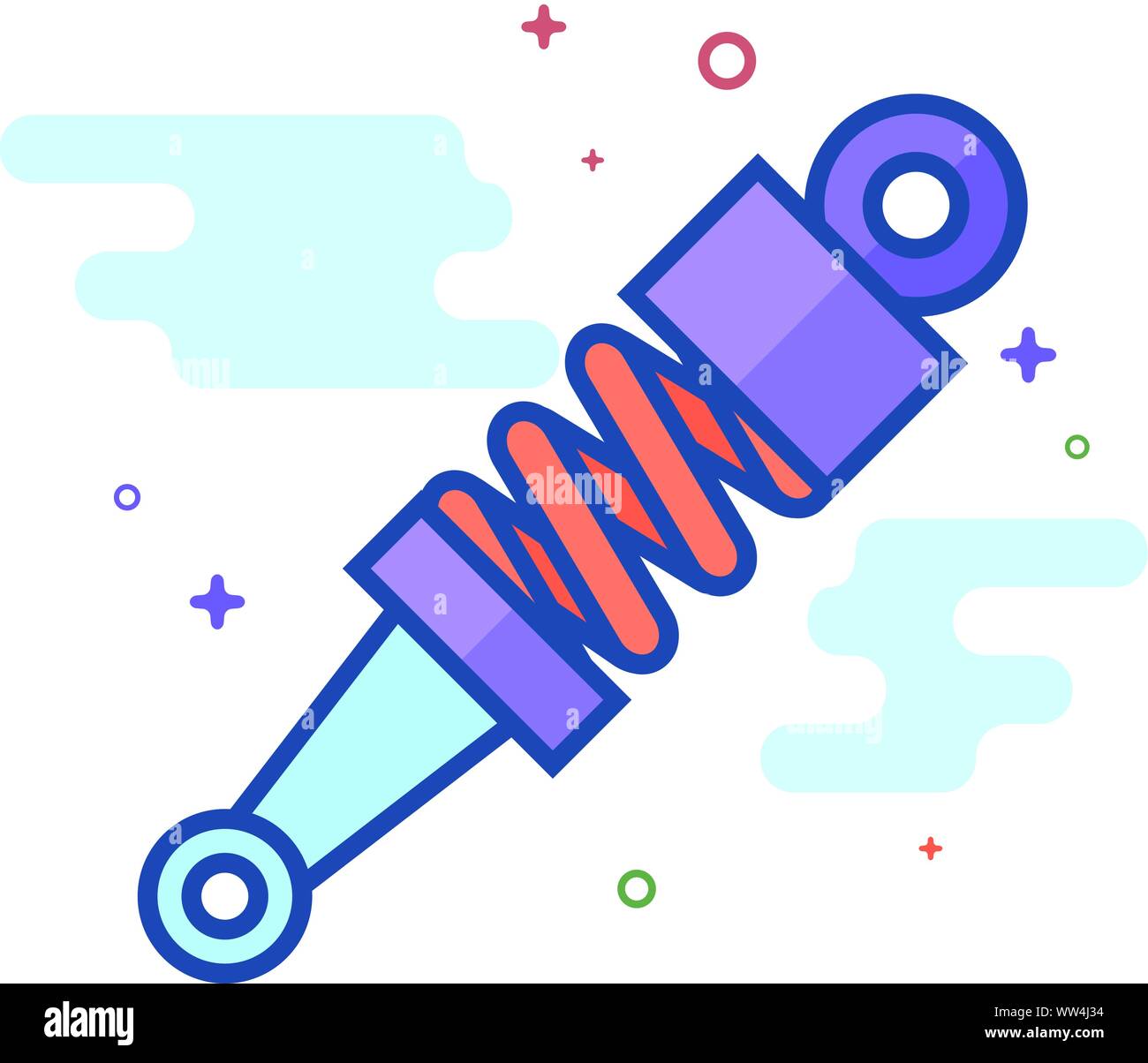 Shock absorber icon in outlined flat color style. Vector illustration ...