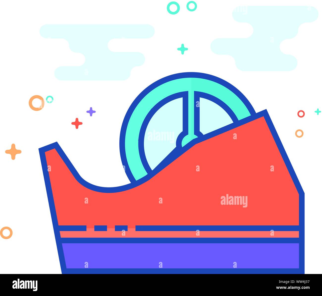 Tape dispenser icon in outlined flat color style. Vector illustration ...