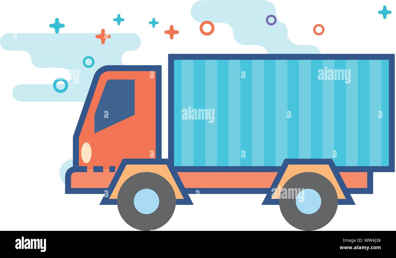 Truck icon in outlined flat color style. Vector illustration Stock ...