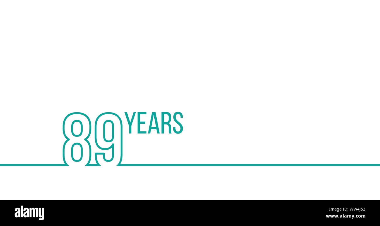 89 Years Anniversary Or Birthday. Linear Outline Graphics. Can Be Used 