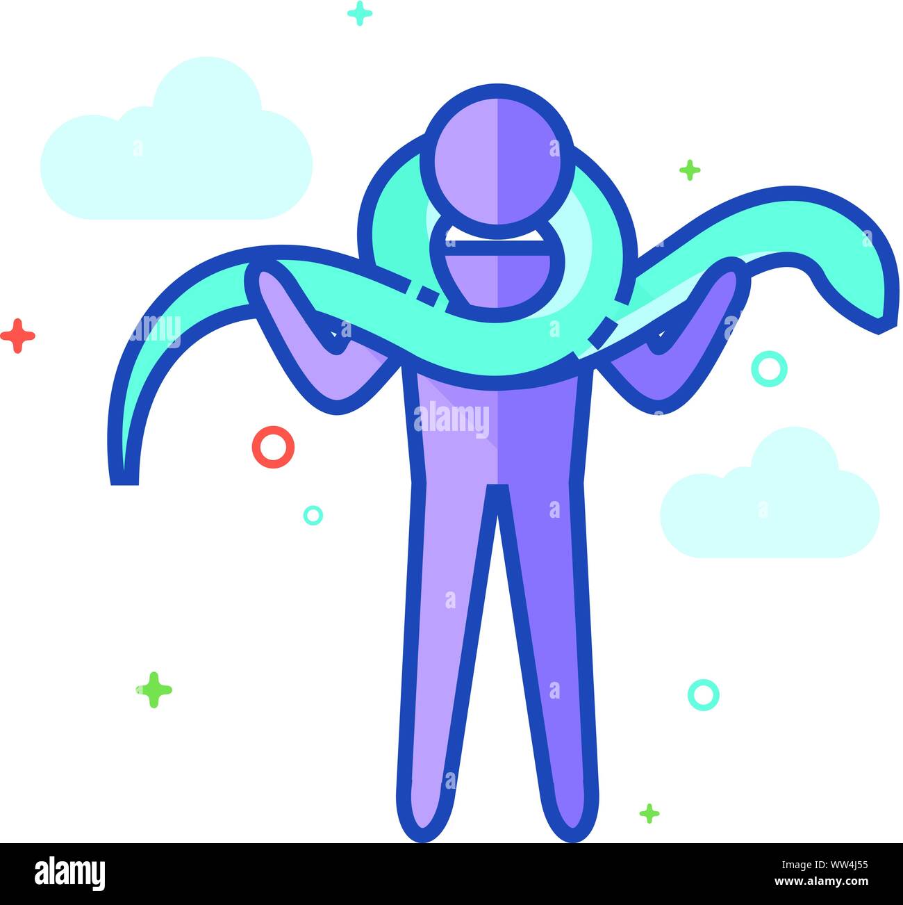 Man holding snake icon in outlined flat color style. Vector ...