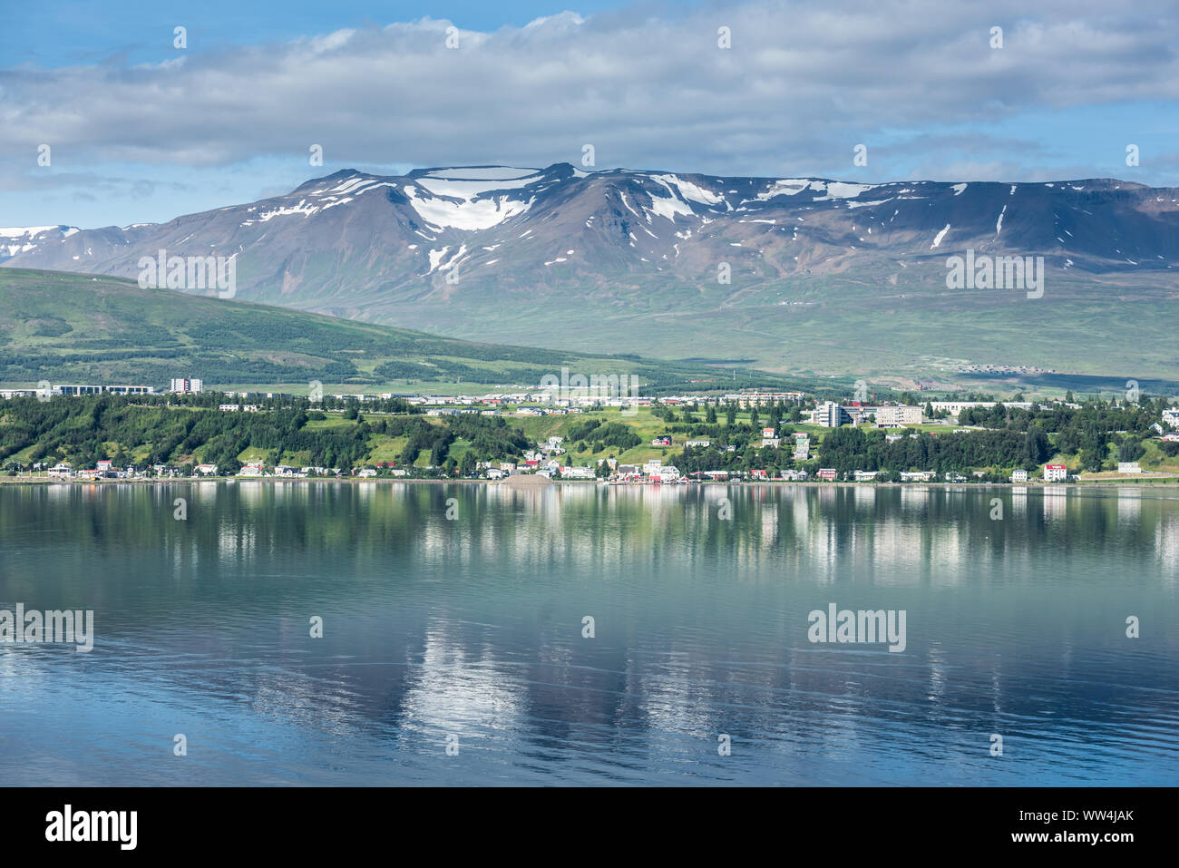 Beautiful Akureyri city in Iceland in Summer Stock Photo - Alamy