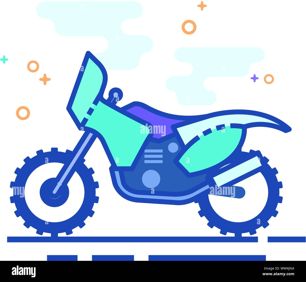 Motocross icon in outlined flat color style. Vector illustration Stock ...