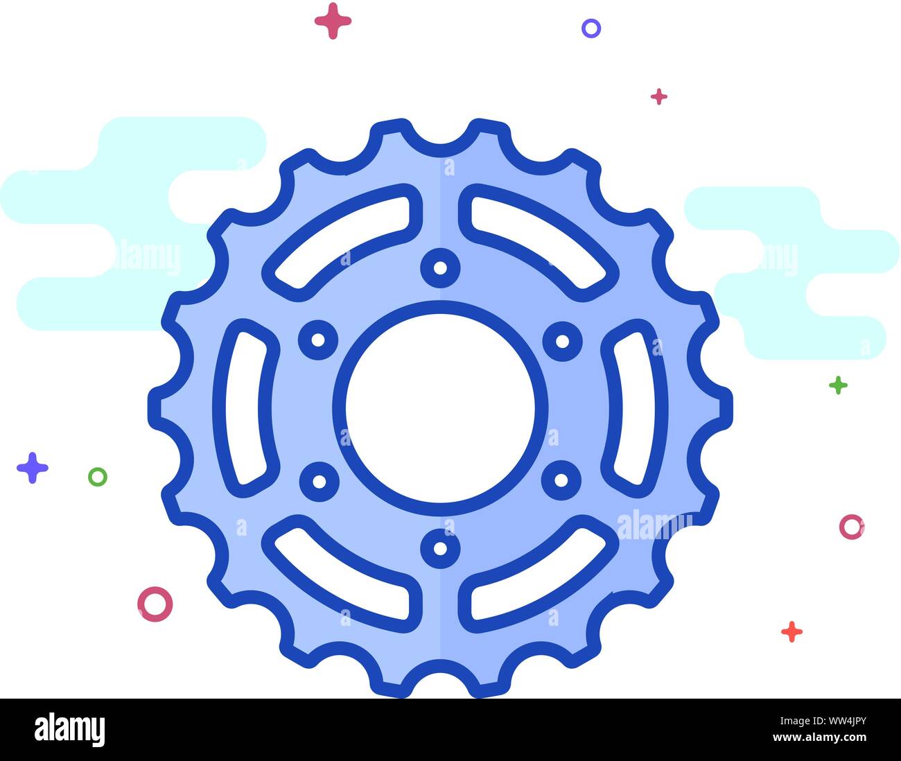 Sprocket icon in outlined flat color style. Vector illustration Stock ...