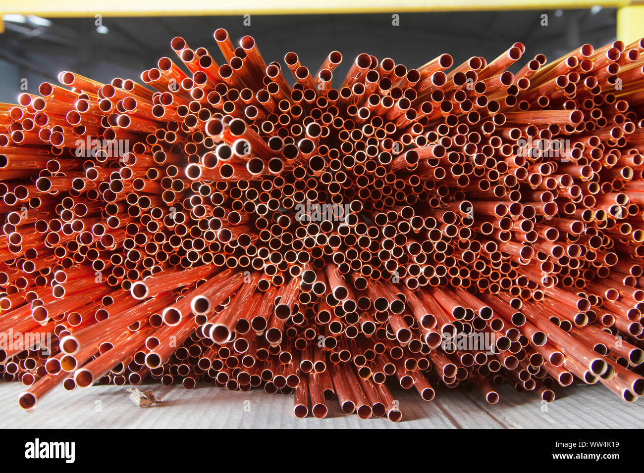 Copper pipes in factory, industrial background Stock Photo - Alamy