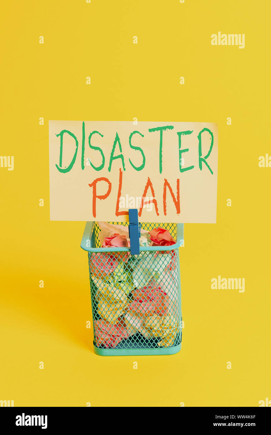 Handwriting text Disaster Plan. Conceptual photo Respond to Emergency ...