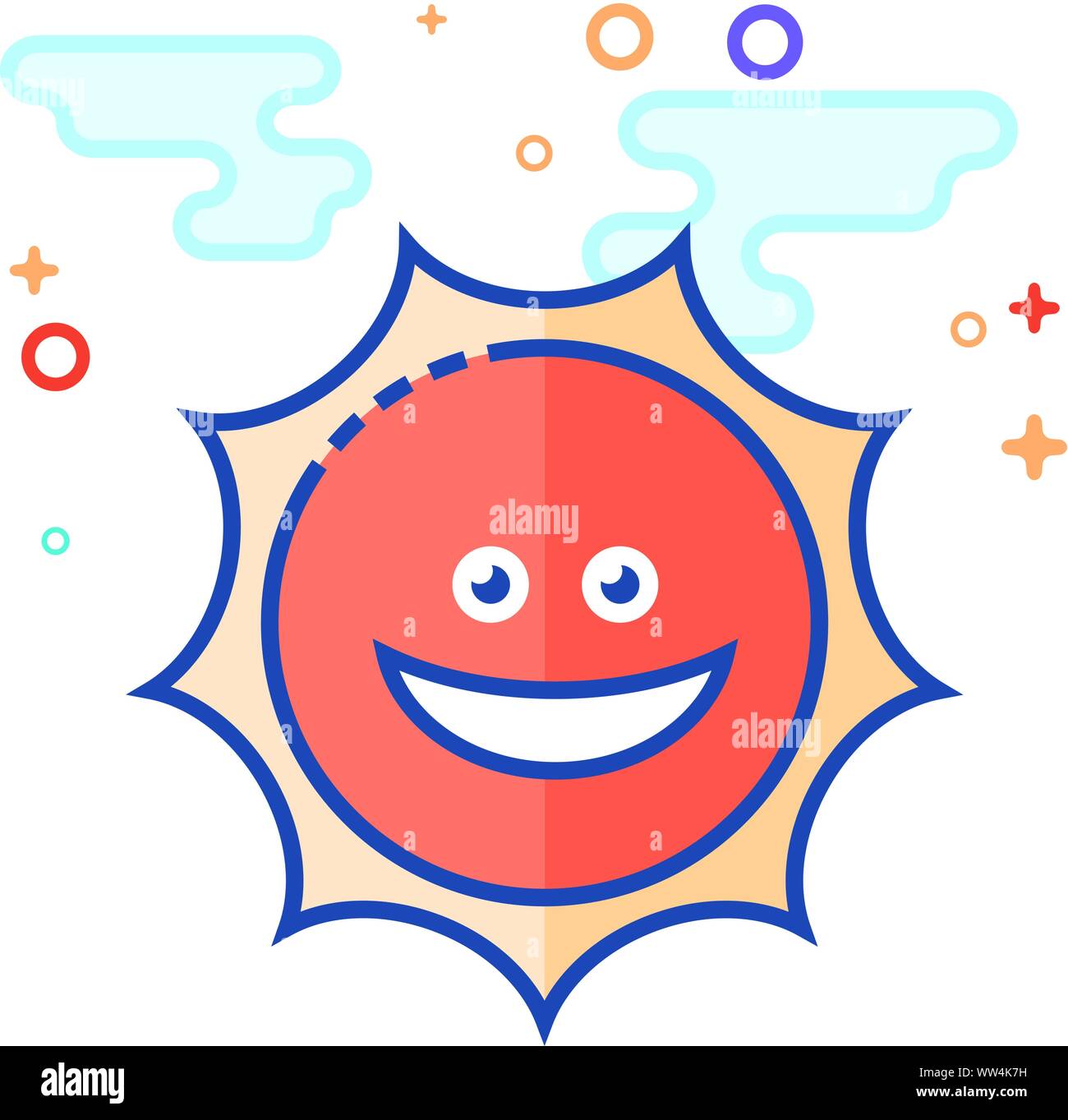 Weather forecast sunny icon in outlined flat color style. Vector ...