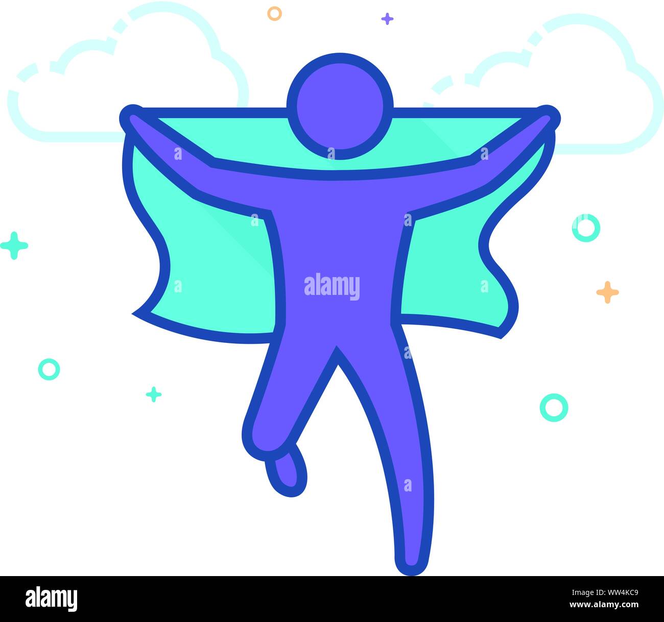 Wining sprinter icon in outlined flat color style. Vector illustration ...