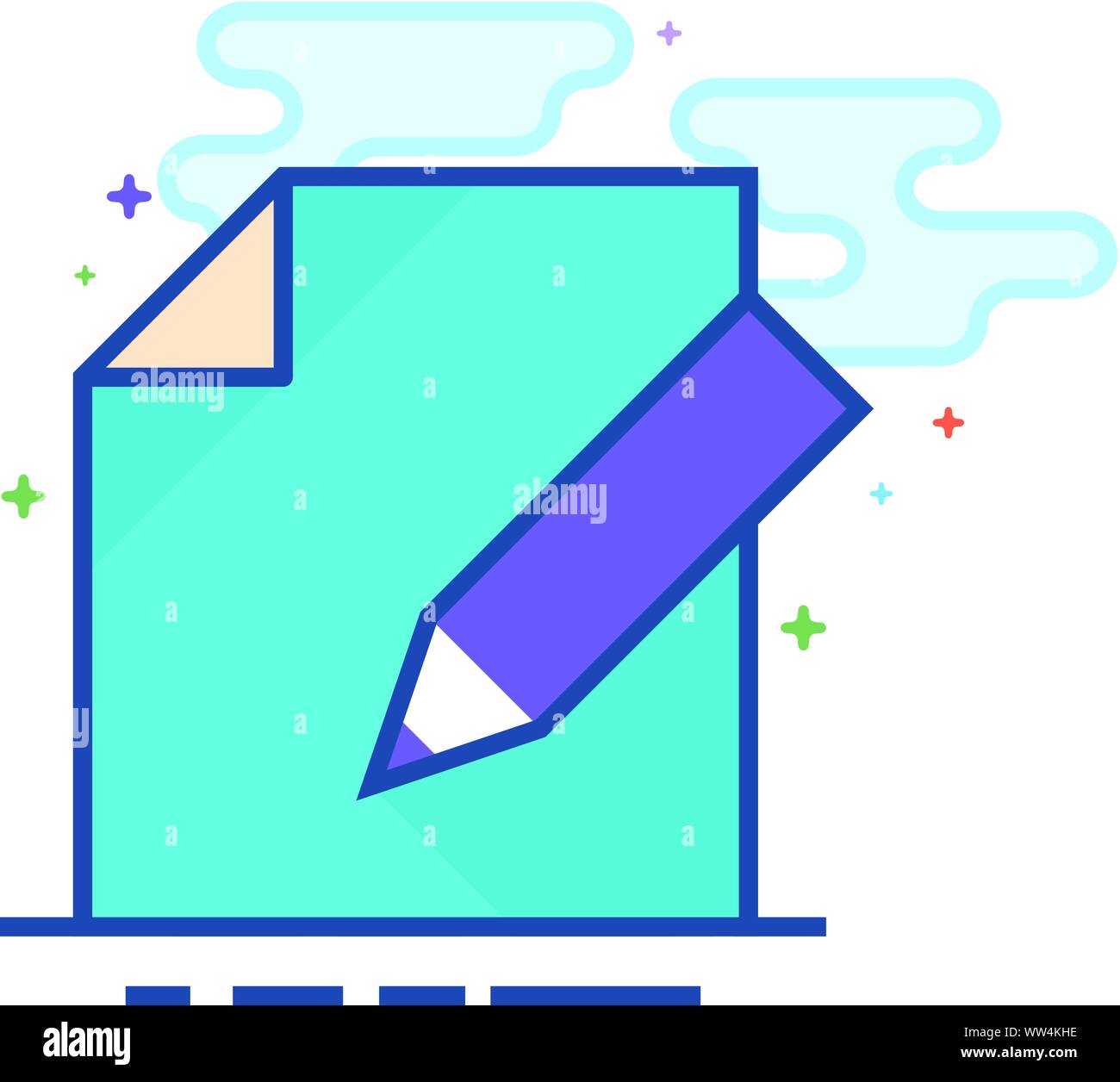 Document edit icon in outlined flat color style. Vector illustration ...