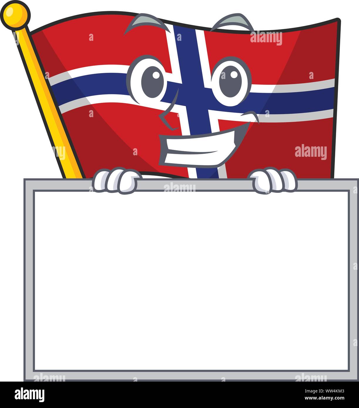 Grinning with board flag norway character shaped on cartoon Stock ...