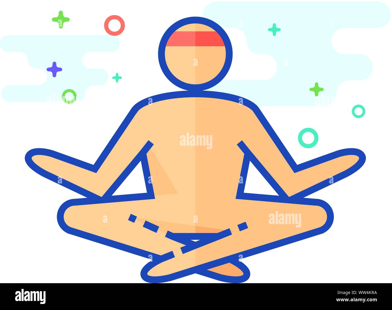 Meditation icon in outlined flat color style. Vector illustration Stock ...