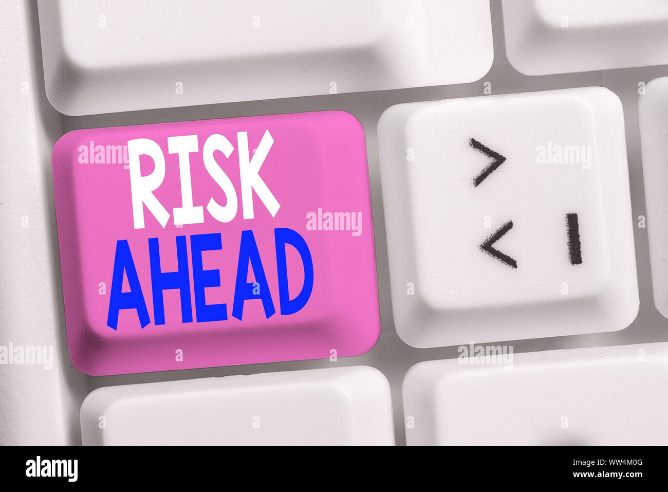 Handwriting text writing Risk Ahead. Conceptual photo A probability or ...