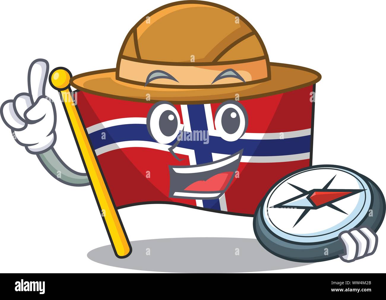 Explorer norway flag is flown on character pole Stock Vector Image ...