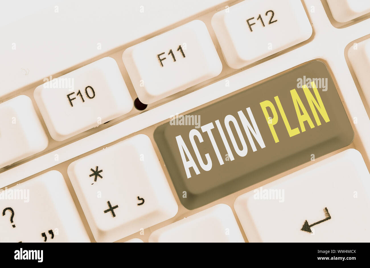 Writing note showing Action Plan. Business concept for detailed plan ...