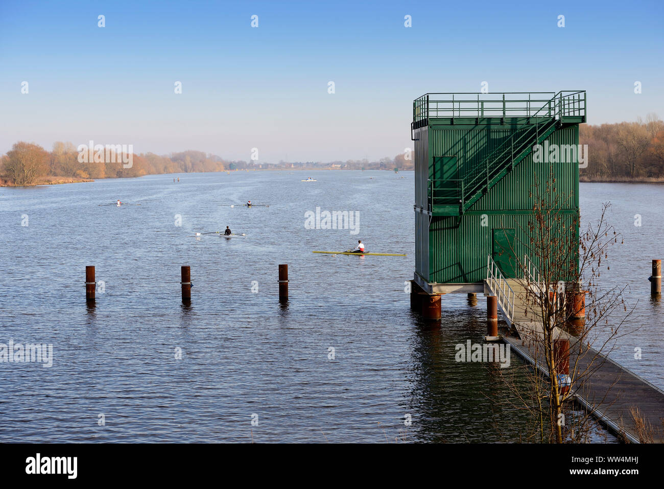 The Dove Elbe and regatta passage in Tatenberg, Hamburg, Germany ...