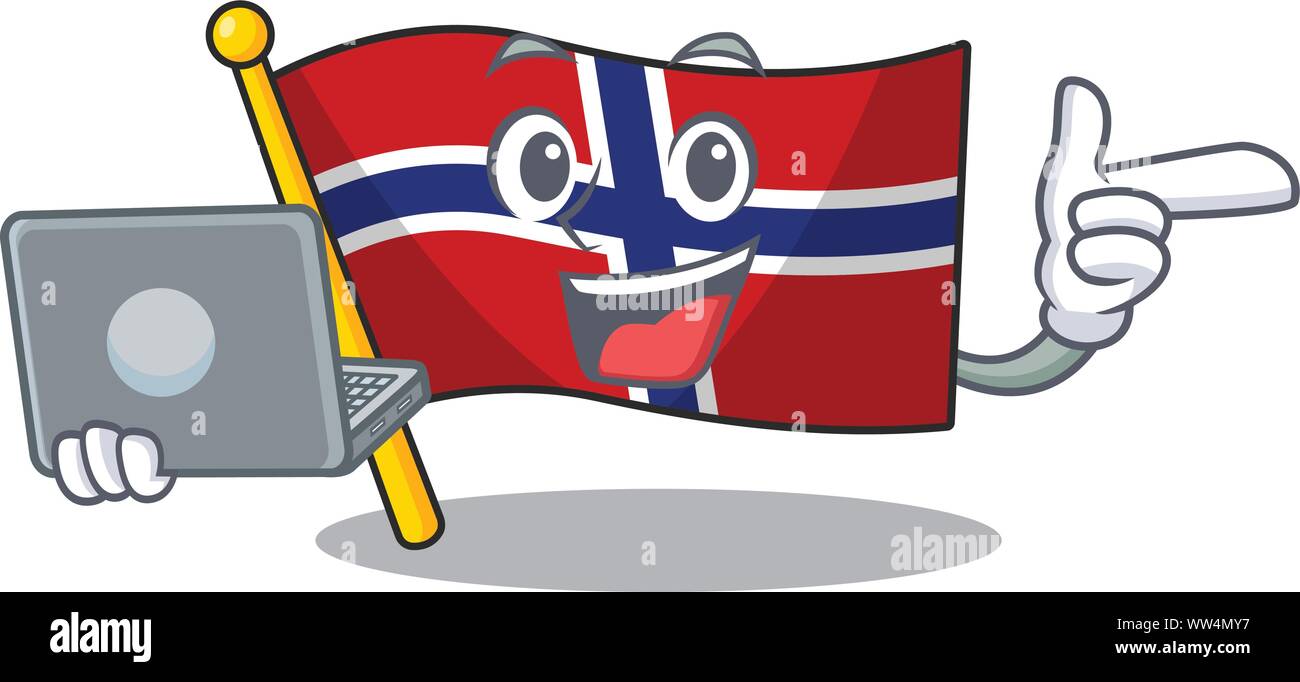With laptop flag norway character shaped on cartoon Stock Vector Image ...