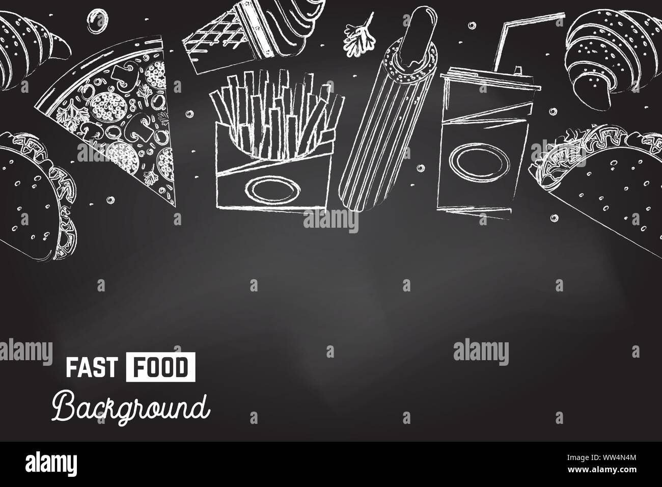 Seamless pattern with american fast food. Fast food background. Vector ...