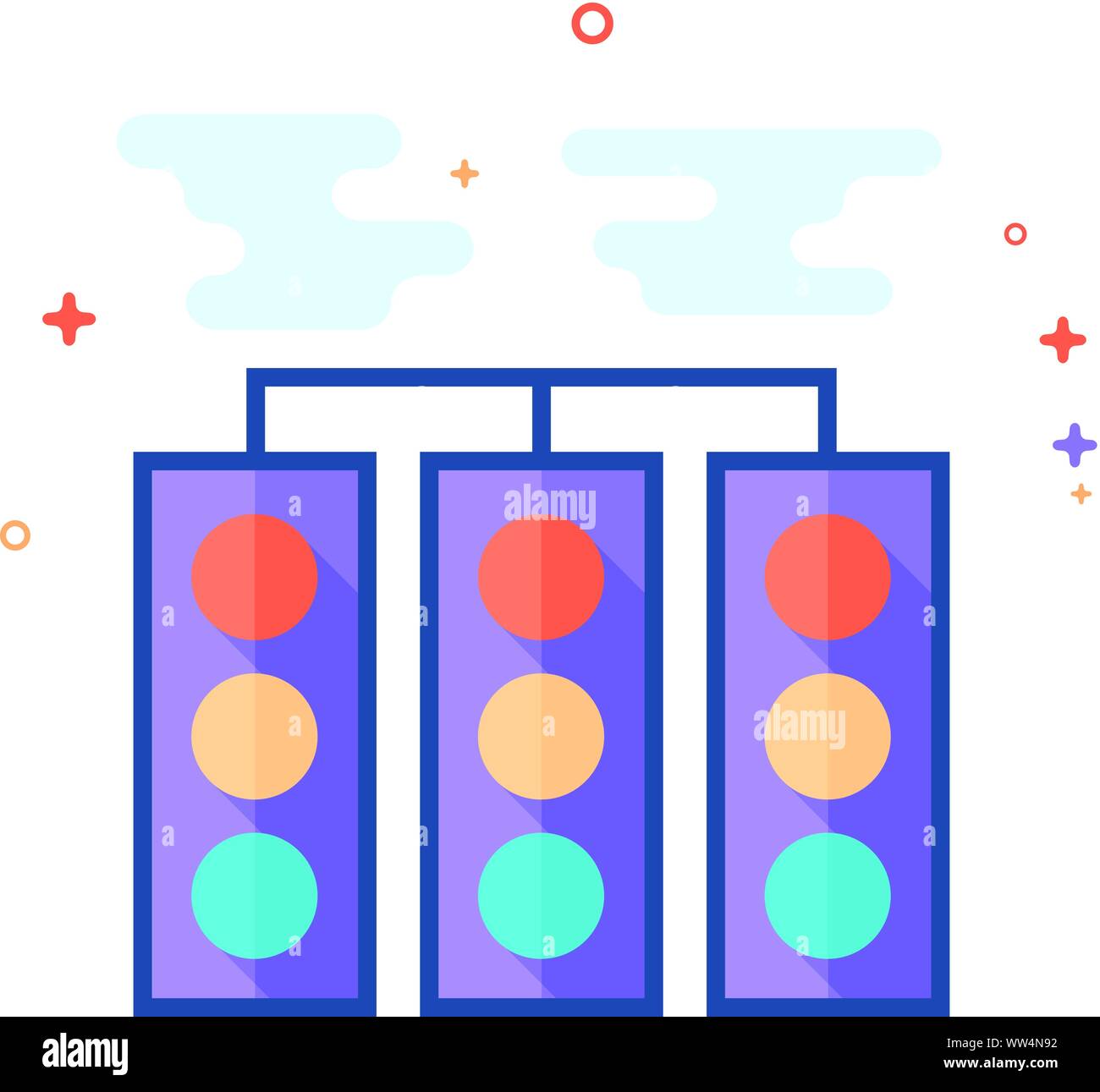 Red light sign icon in outlined flat color style. Vector illustration ...