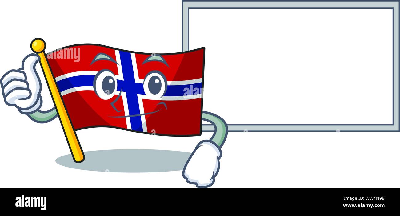 Thumbs up with board flag norway character shaped on cartoon Stock ...