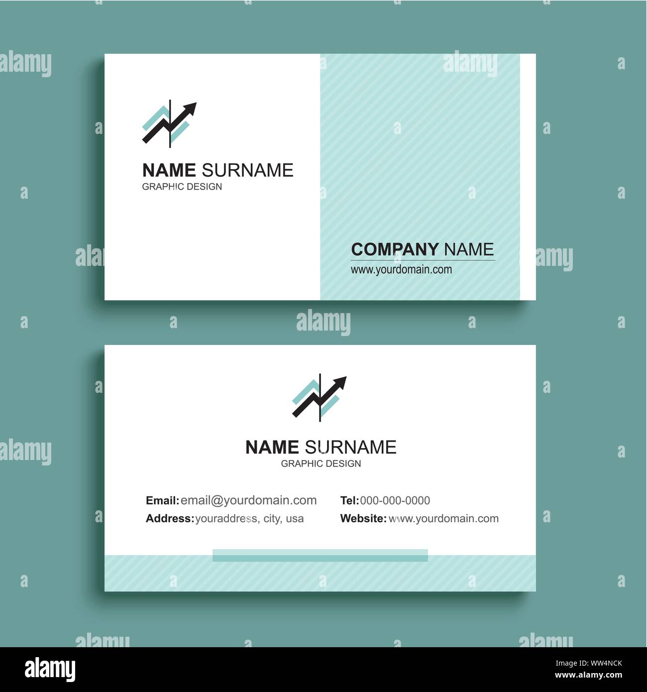 Minimal business card print template design. Green pastel color and ...